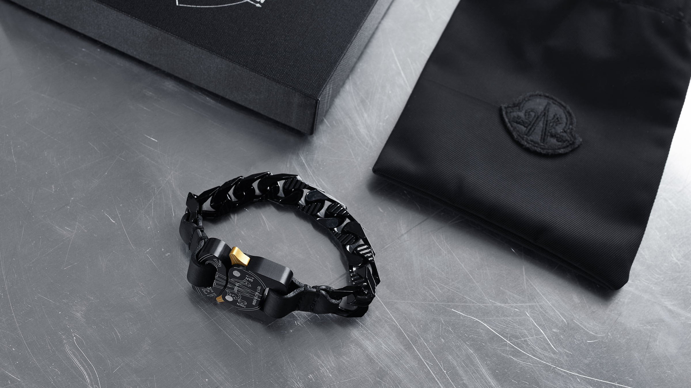 Moncler Genius 6 - 1017 ALYX 9SM Bracelet (Metallic Grey & Black) | END ...