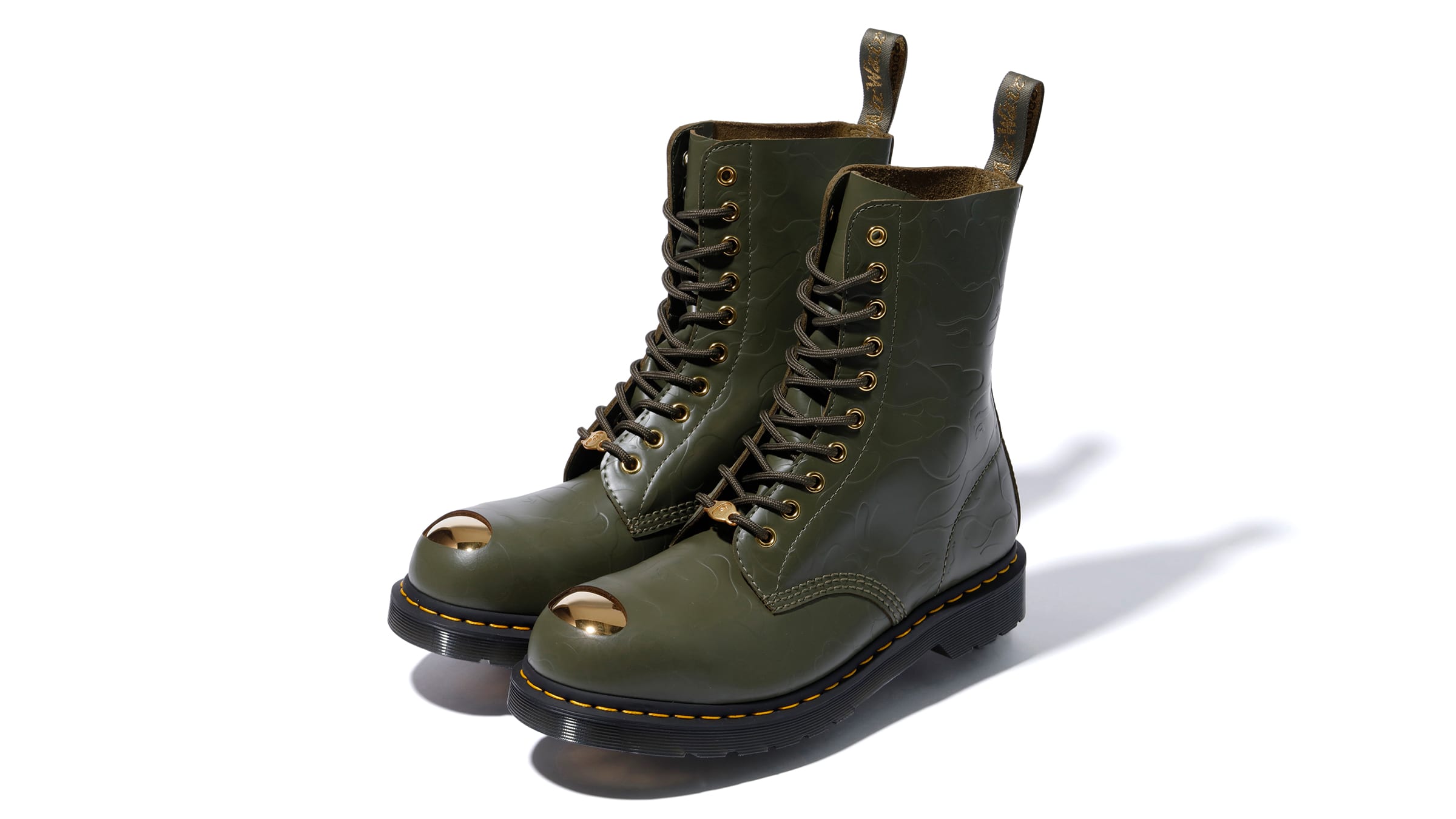 Dr. Martens x Bape 1490 Boot (Khaki Smooth Emboss) | END. Launches