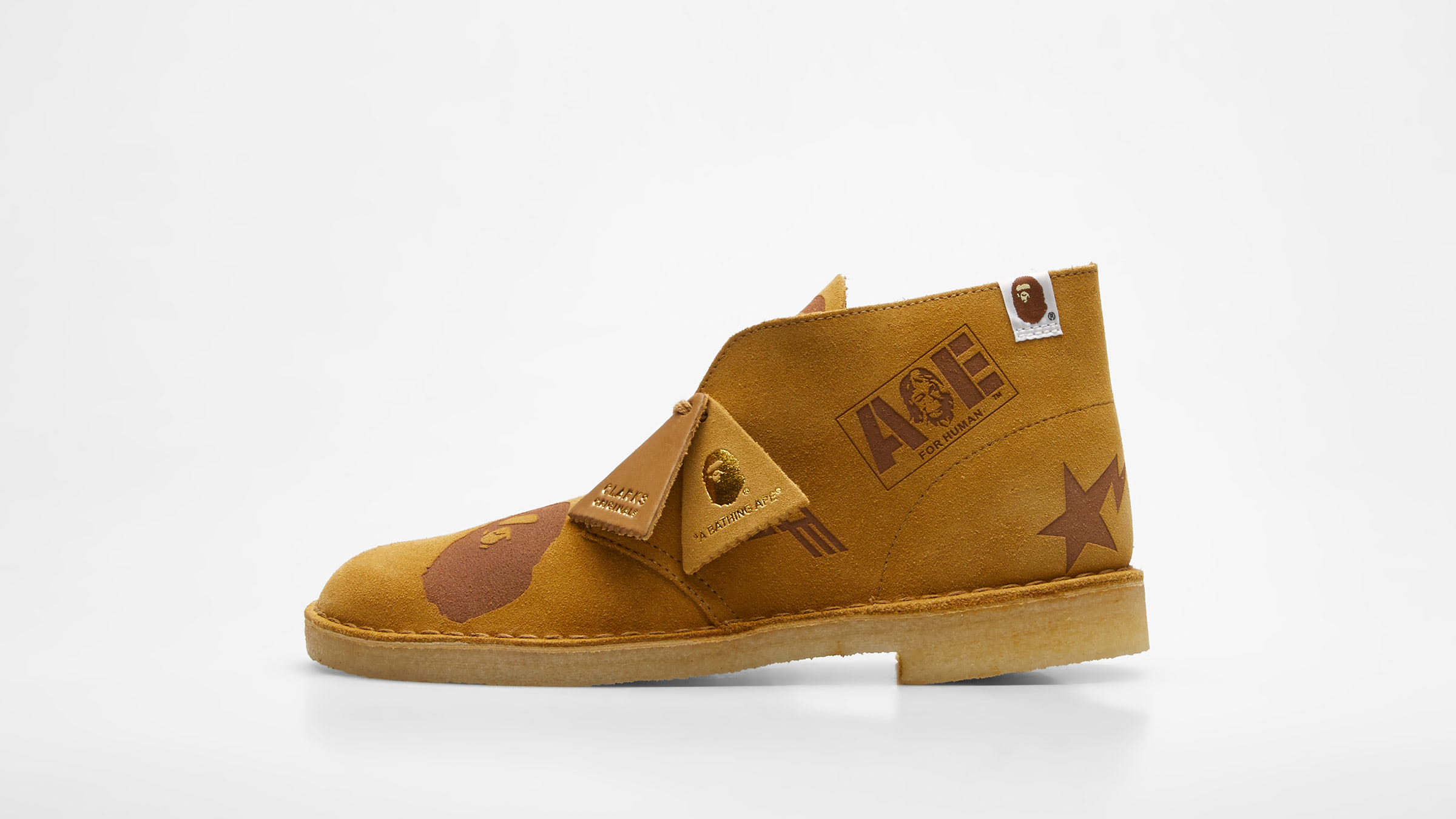 Clarks Originals x A Bathing Ape Desert Boot (Oak Embossed) | END. Launches